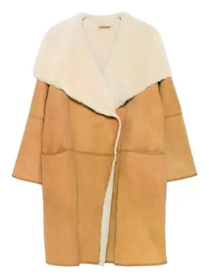 TOTEME Draped Shearling Coat - Brown