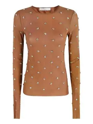 TELA Embellished Top - Brown