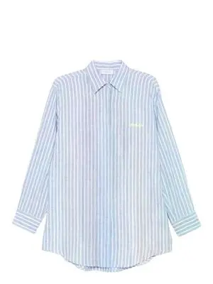 Off-White Striped Shirt Dress - Blue