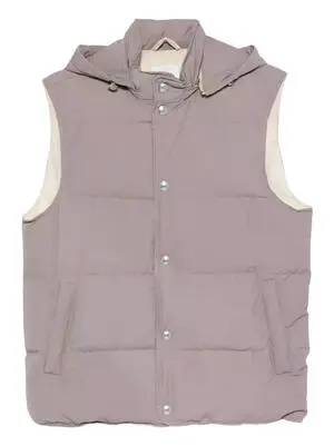 Eleventy Hooded Buttoned Gilet - Purple