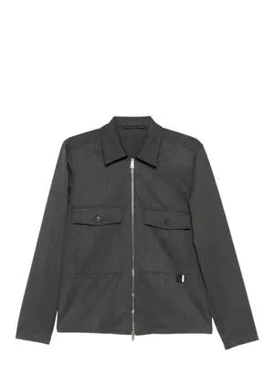 LOW BRAND Point-collar Zip Shirt Jacket - Grey