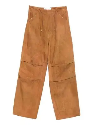DARKPARK Suede Palazzo Trousers - Brown