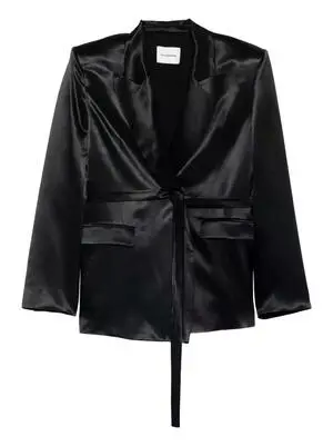 Andamane Tie-waist Blazer With Pockets - Black