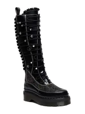 DR. MARTENS Xtrm Frill Platform Leather Boots