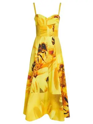 Tory Burch Printed Stretch-cotton Bee Midi Dress - Yellow