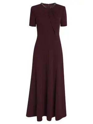 Roland Mouret Embellished Twist Midi Dress - Burgundy