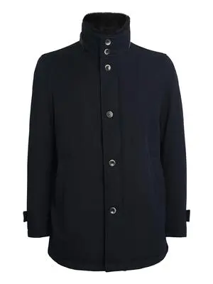 Herno Wool Car Coat - Navy