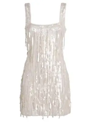 Staud Sequin Le Sable Mini Dress - White