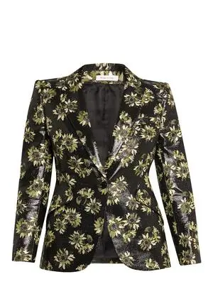 Alexander McQueen Lacquered Sunflower Single-breasted Jacket - 1383 Black