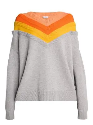 Loewe Layered V-neck Wool Sweater - Light Ghos