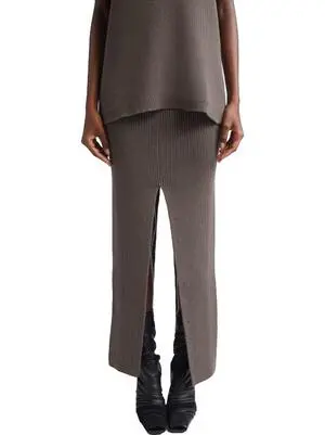Rick Owens Concordian Sliced Wool Knit Skirt - Darkdust