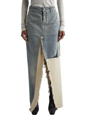 Rick Owens Concordians Sliced Denim Skirt - Dirty Hustler/natural