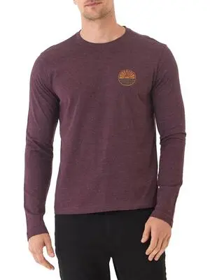 THREADS 4 THOUGHT Round Horizon Soft Wash Cotton Blend Graphic Long Sleeve T-shirt - Ultra Maroon