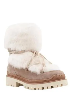 Aquatalia Cinda Weatherproof Shearling Boots - Taupe Suede