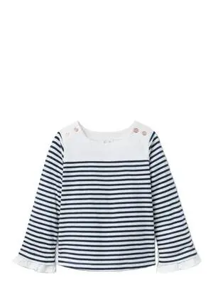 Janie And Jack Striped Bell Sleeve Top - White
