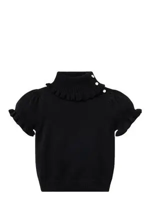 Janie And Jack Turtleneck Puff Sleeve Sweater Top - Black