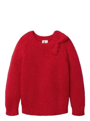 Janie And Jack Ribbed Knit Bow Sweater - Red