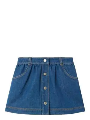 Janie And Jack Denim Button Skirt - Blue