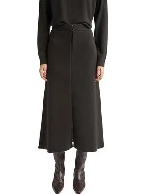 Johnstons Of Elgin Milano Stitch Cashmere A-line Skirt - Iron