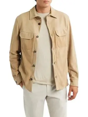 AURELIEN Suede Overshirt - Light Beige