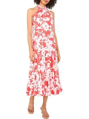 Vince Camuto Print Tie Back Maxi Dress - Ultra White