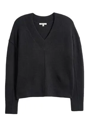 Madewell Calina Deep V-neck Sweater - True Black