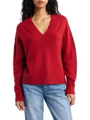 Madewell Calina Deep V-neck Sweater - Wild Cranberry