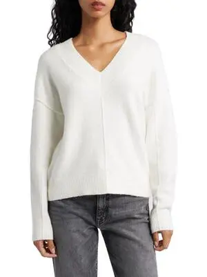 Madewell Calina Deep V-neck Sweater - Winter White