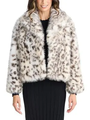 BRAVE+TRUE Bertoli Faux Fur Jacket - Grey Leopard