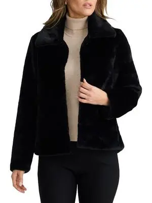 BRAVE+TRUE Steinway Faux Fur Jacket - Black