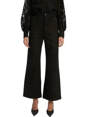 Bardot Marlowe Faux Suede Wide Leg Pants - Black