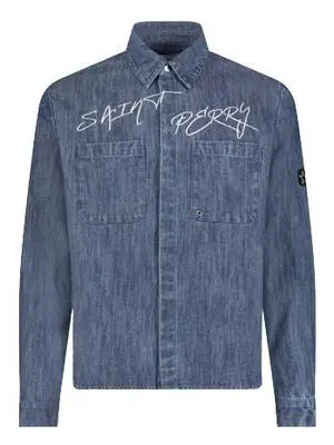 SAINT PERRY Maze Denim Shirt - Blue