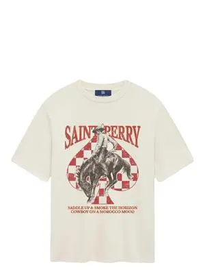 SAINT PERRY Horizon Rider Leather Card Case T-shirt - White