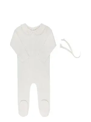 ELY'S & CO. Ribbed Footie And Bonnet Set - Ivory Girl