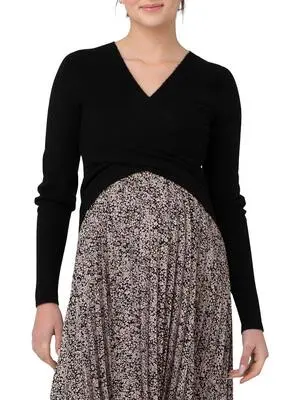 RIPE MATERNITY Willa Crop Nursing Sweater - Black