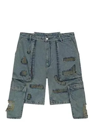 SAINT PERRY Jazzy Ripped Denim Short - Blue