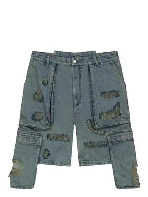 SAINT PERRY Jazzy Ripped Denim Short - Blue