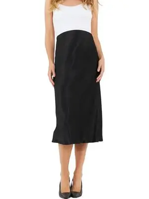 RIPE MATERNITY Crystal Satin Midi Skirt - Black