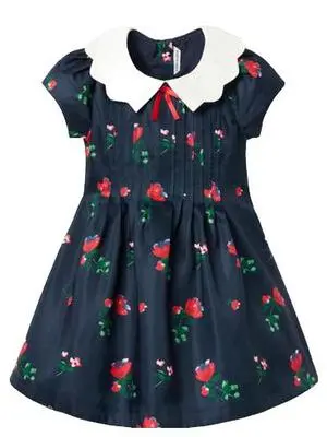 Janie And Jack Floral Pintuck Dress - Blue