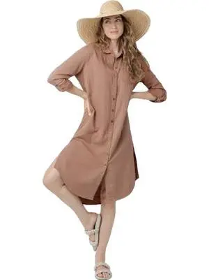 CABANA LIFE Gauze Button Down Shirt Dress