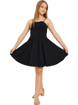 UN DEUX TROIS Textured Fit And Flare Stretch Dress - Black