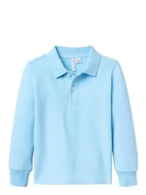 Janie And Jack The Long Sleeve Pique Polo - Blue