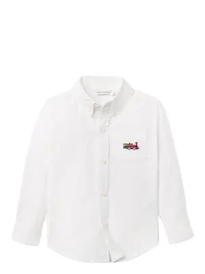Janie And Jack The Oxford Icon Embroidered Train Holiday Shirt - White