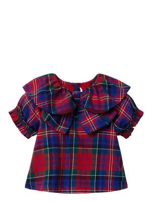 Janie And Jack Tartan Collar Bow Top - Red