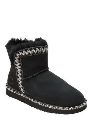 DEARFOAMS Fireside Perth Genuine Shearling Fold-Down Bootie Black