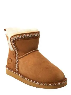 DEARFOAMS Fireside Perth Genuine Shearling Fold-Down Bootie Chestnut