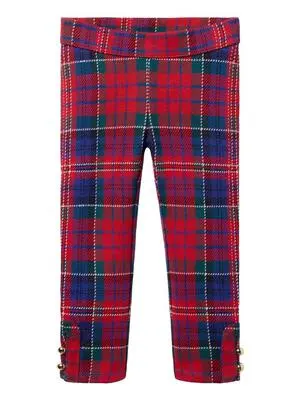 Janie And Jack Tartan Button Cuff Pant - Red