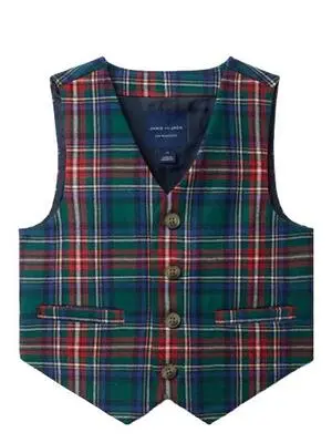 Janie And Jack Tartan Wool Vest - Green