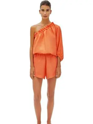 LABECA LONDON Capri Linen One Sleeve Top - Orange