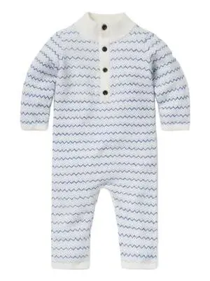 Janie And Jack Baby Striped Knit One-piece - Blue
